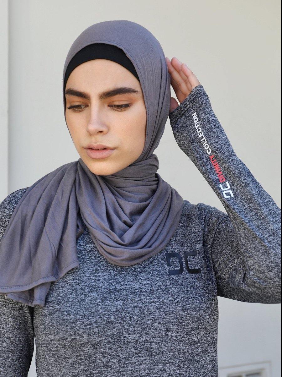 Cotton Soft Jersey Maxi Hijab Scarf - Charcoal exclusive at Divinity