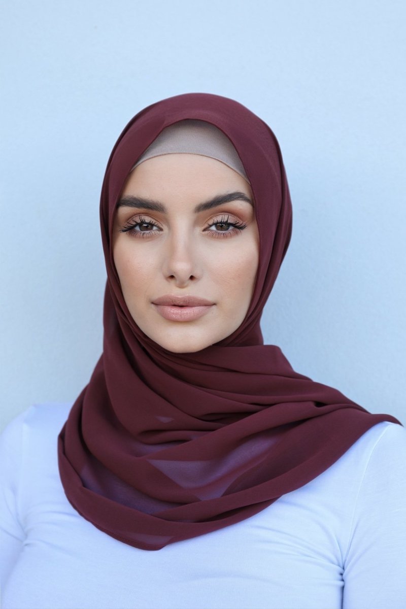 Maroon Plain Chiffon Hijab exclusive at Divinity Collection