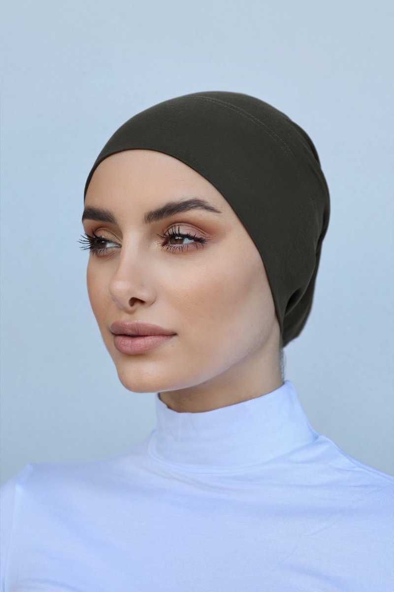 Premium Olive Cotton Hijab Cap exclusive at Divinity Collection